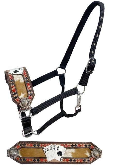 Showman 'Royal Flush' Black Nylon Bronc Nose Halter - TexanSaddles.com