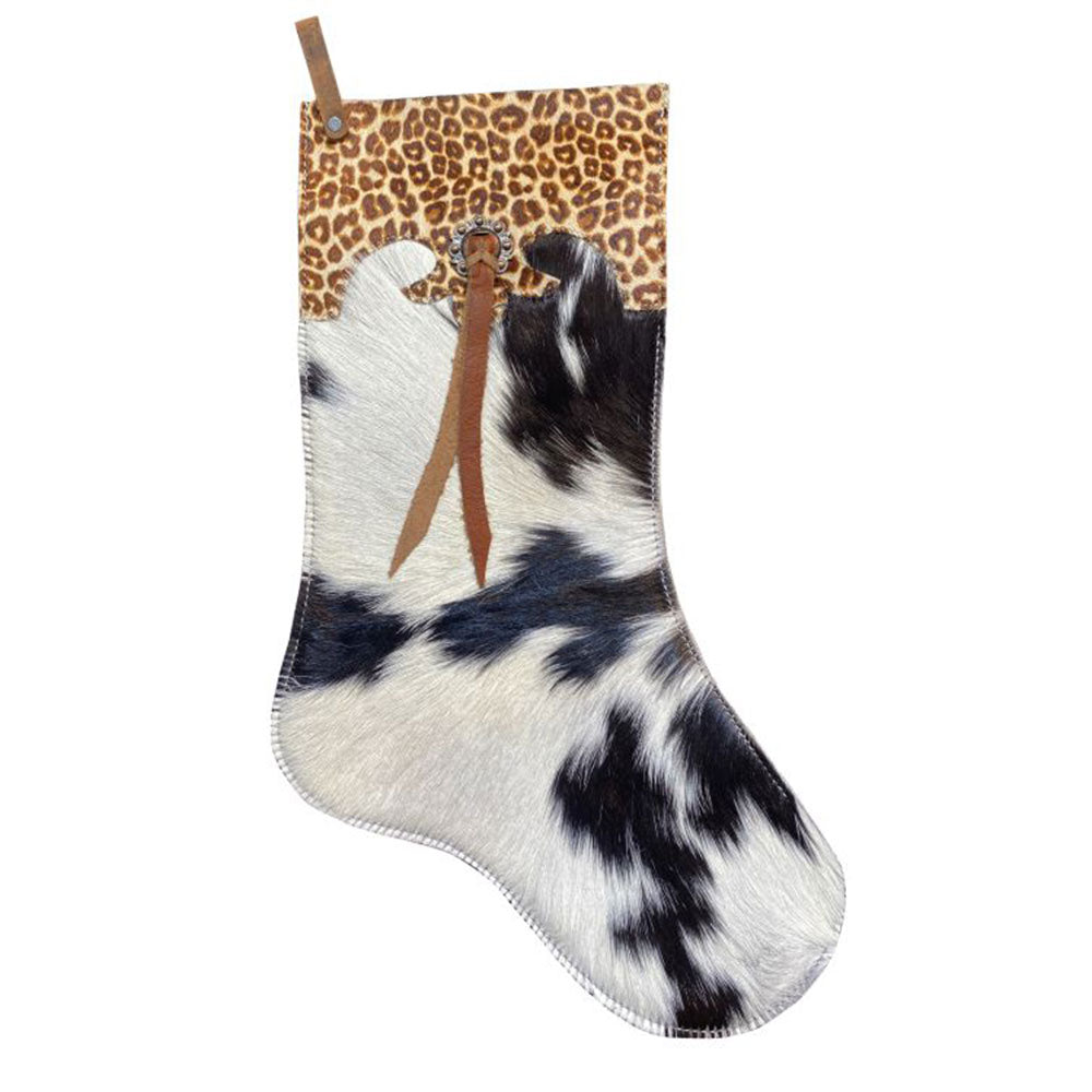 Showman Black and White Cowhide Christmas Stocking – Cheetah Cuff ...