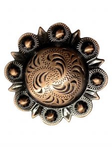 Copper engraved concho with Screw - medium tint - TexanSaddles.com