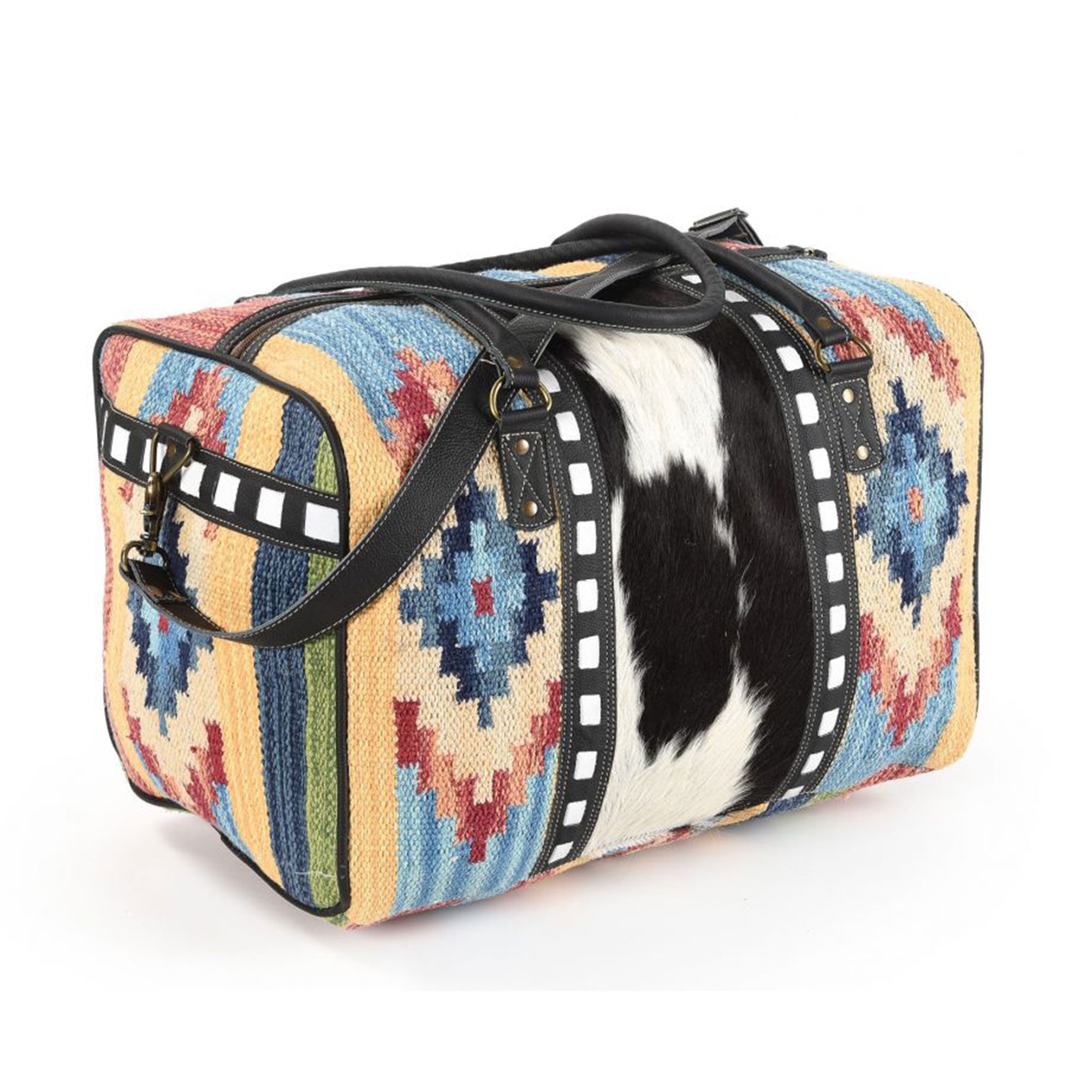 Klassy Cowgirl 19" x 12" Handblocked Rug Duffle Bag with Hair on Cowhi ...