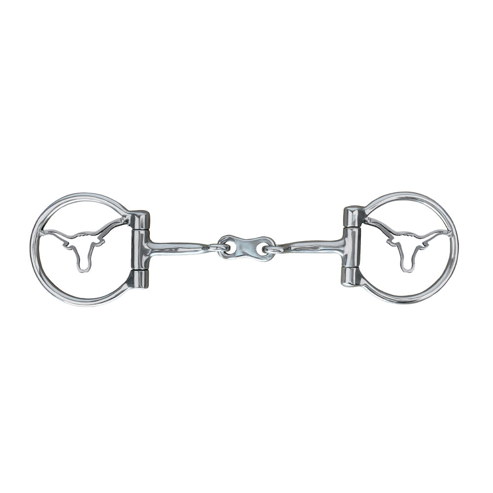 Showman Longhorn Stainless Steel D-Ring Dogbone Snaffle Bit - TexanSaddles.com