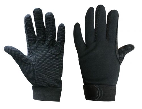 Breathable Cotton Knit Riding Gloves with Pebbled Palm and Velcro ...