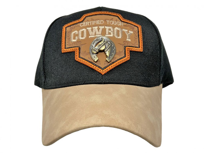 Embroidered Cowboy Certified Tough Ballcap with horse in horseshoe de ...